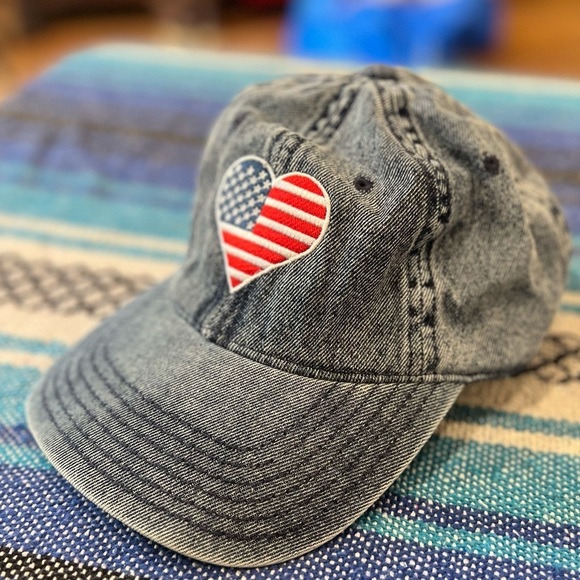 Unk | Accessories | American Flag Heart Jean Ball Cap In Guc | Poshmark